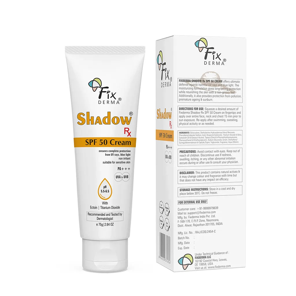 Fixderma Shadow Rx SPF 50 Cream | Protects the Skin from UV Rays, Blue ...