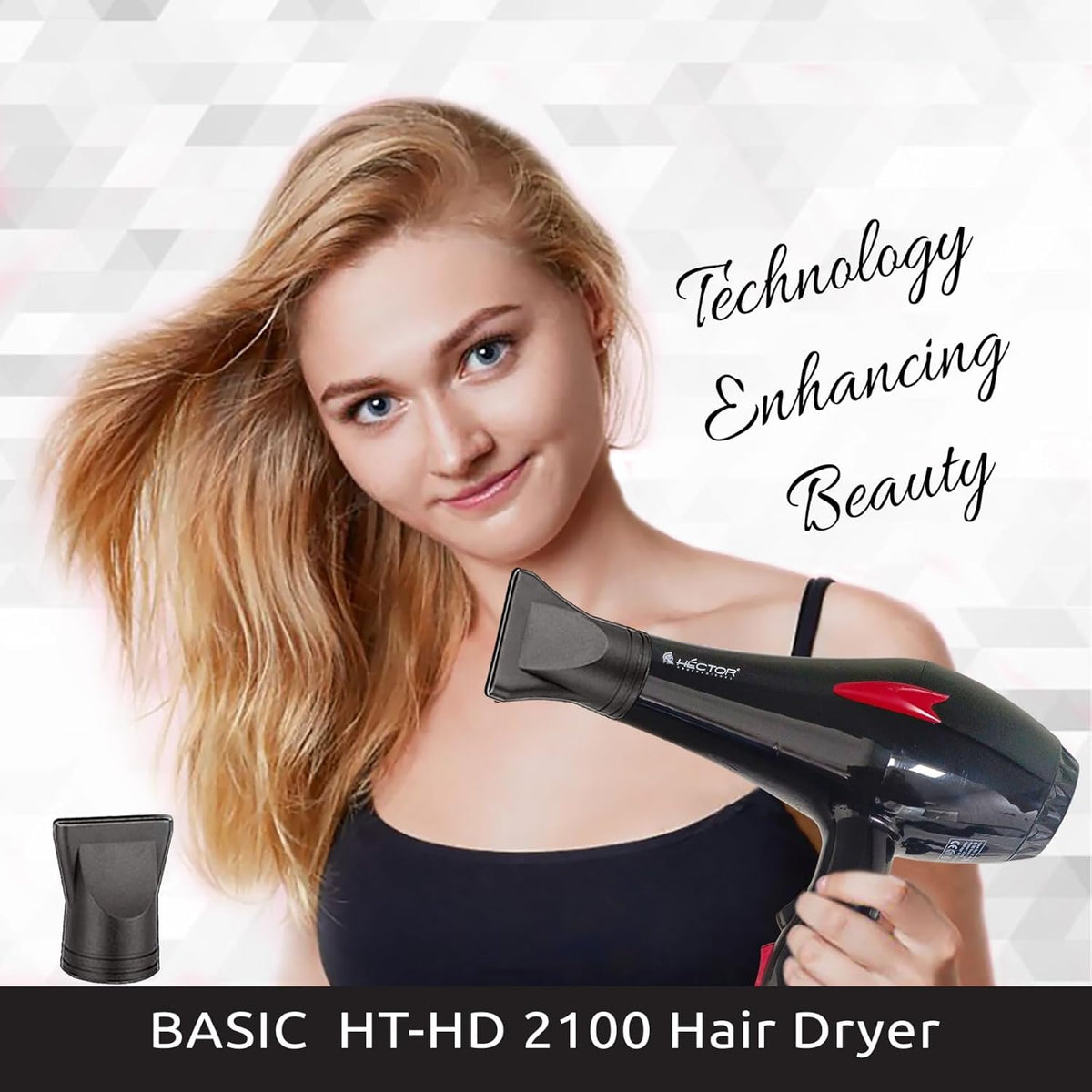 HECTOR Hair Dryer with 2 Nozzels HT-2100 – Beauty Bumble